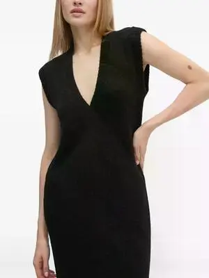Sisley V-neck Sleeveless Ribbed Midi Dress