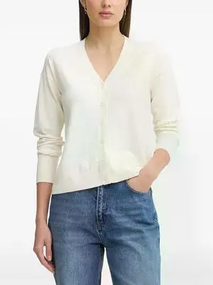 Sisley V-neck Button Cardigan - White