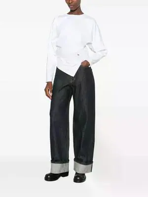 GANNI Crew Neck Long-sleeve Top - White