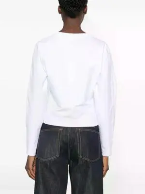 GANNI Crew Neck Long-sleeve Top - White