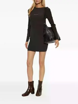 Alexander Wang Textured Logo Long-sleeve Crewneck Dress