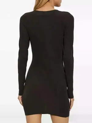 Alexander Wang Textured Logo Long-sleeve Crewneck Dress