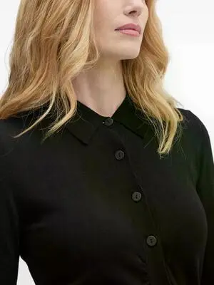 Sisley Buttoned Gathered Cardigan - Black