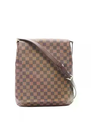 LOUIS VUITTON 2004 Damier Ebene Musette Salsa Long Strap Crossbody Bag - Brown