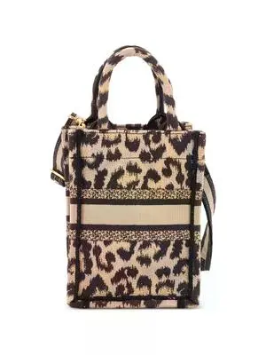 Dior Book Mizza Embroidered Canvas Vertical Tote Bag - Brown