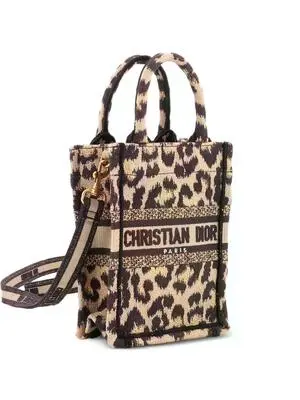 Dior Book Mizza Embroidered Canvas Vertical Tote Bag - Brown