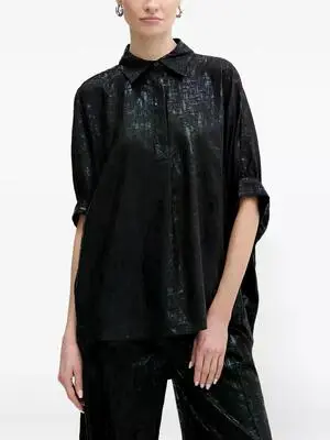 SILVIAN HEACH Long Sleeve Textured Shirt - Black