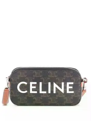 Celine Horizontal Pouch Crossbody Bag In Triomphe Coated Canvas - Brown
