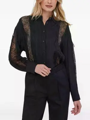 Sisley Lace-detail Shirt - Black