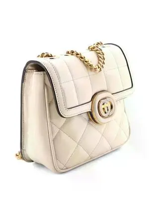 Gucci Deco Chain Flap Bag Mixed Matelasse Leather Mini Shoulder Bag - White