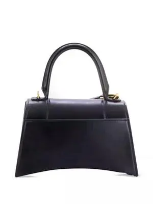 Balenciaga Hourglass Top Handle Bag Leather Satchel - Black