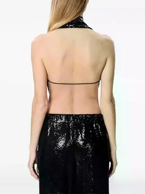 AMAZUIN Sequin-embellished Asymmetric Top