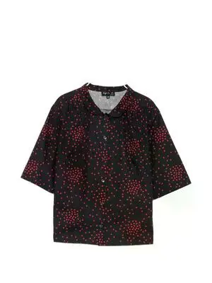 AGNES B. Heart-print Stand-collar Shirt