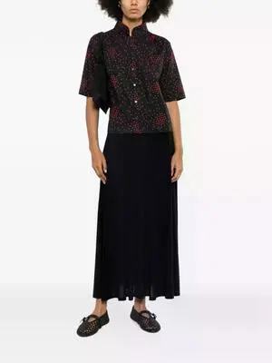 AGNES B. Heart-print Stand-collar Shirt