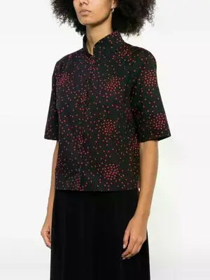 AGNES B. Heart-print Stand-collar Shirt