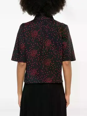 AGNES B. Heart-print Stand-collar Shirt