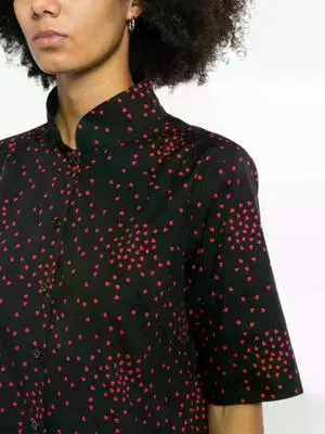 AGNES B. Heart-print Stand-collar Shirt
