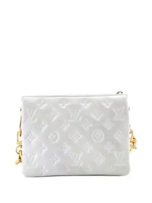 LOUIS VUITTON Coussin Bag Monogram Embossed Lambskin Crossbody Bag - White