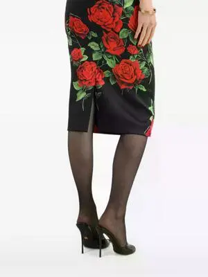 Dolce & Gabbana Rose-print Satin Midi Dress