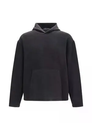 RIER Fleece-texture Pouch-pocket Hoodie - Black