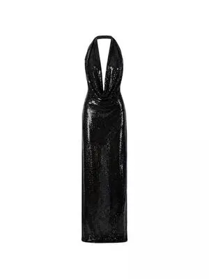 AMAZUIN Anja Sequin-embellished Halterneck Maxi Dress - Black
