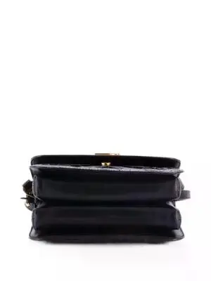 Balenciaga B. Dot Flap Bag Crocodile Embossed Leather Small Crossbody Bag - Black