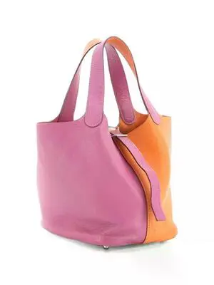 Hermès Casaque Picotin Lock Bag Clemence Pm Bucket Bag - Orange