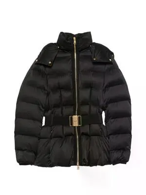 Elisabetta Franchi Belted Hooded Puffer Jacket - Black