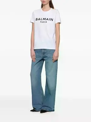 Balmain Logo-print T-shirt With Embossed Buttons