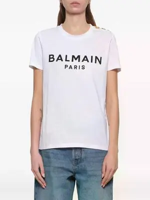 Balmain Logo-print T-shirt With Embossed Buttons