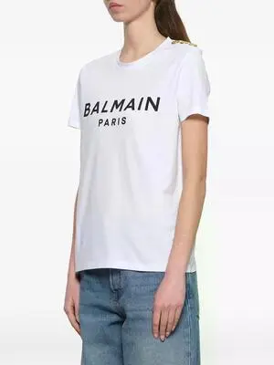 Balmain Logo-print T-shirt With Embossed Buttons