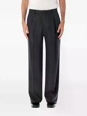 LARDINI Pleated Pressed-crease Trousers - Grey