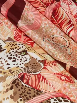 FERRAGAMO Feline Print Silk Foulard - Red