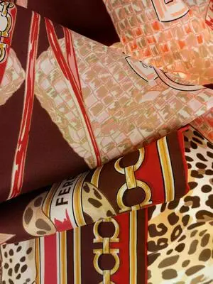 FERRAGAMO Feline Print Silk Foulard - Red