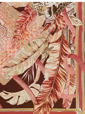FERRAGAMO Feline Print Silk Foulard - Red