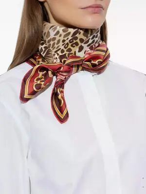 FERRAGAMO Feline Print Silk Foulard - Red