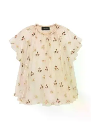 Simone Rocha Rosebud-embroidered Gathered Blouse