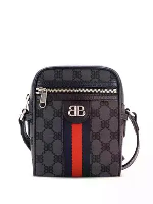 Balenciaga X Gucci The Hacker Project Zip Messenger Bag Bb Canvas Mini Crossbody Bag - Black
