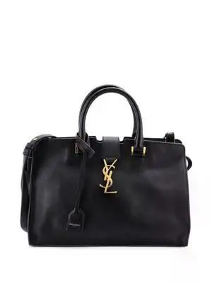 Saint Laurent Monogram Cabas Leather Satchel - Black