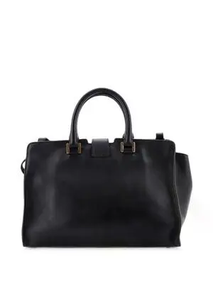 Saint Laurent Monogram Cabas Leather Satchel - Black