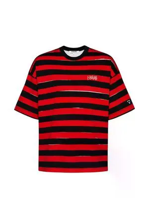 BLACKJACK Menace Stripe-print T-shirt - Red