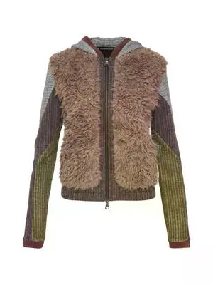 Andersson Bell Colour-blocked Faux-fur Hoodie - Brown