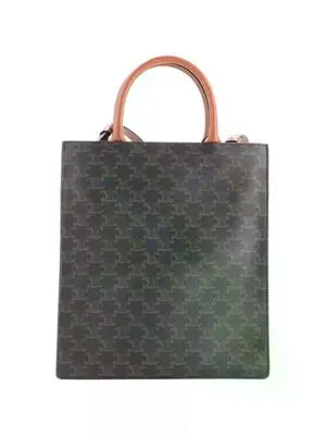 Celine Vertical Cabas Triomphe Coated Canvas Small Tote Bag - Brown