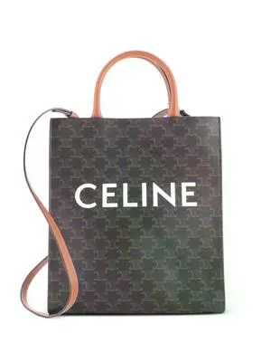Celine Vertical Cabas Triomphe Coated Canvas Tote Bag - Brown
