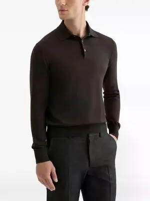 Agnona Long-sleeve Polo Shirt - Brown