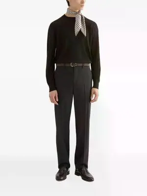 Agnona Ribbed-trim Crew-neck Sweater - Brown
