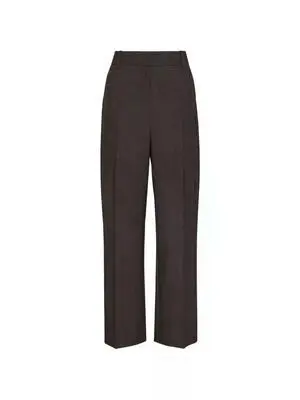 LEE MATHEWS Myles High-waisted Wide-leg Trousers - Brown