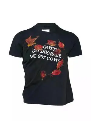 DOUBLET Twister Leaf-embroidered T-shirt - Black