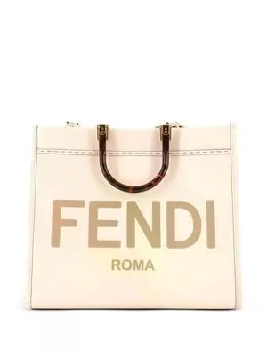 Fendi Sunshine Shopper Leather Medium Tote Bag - Neutrals