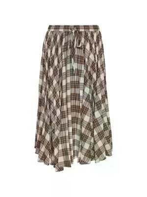 LEE MATHEWS Rowan Check-print Drawstring Midi Skirt - Neutrals
